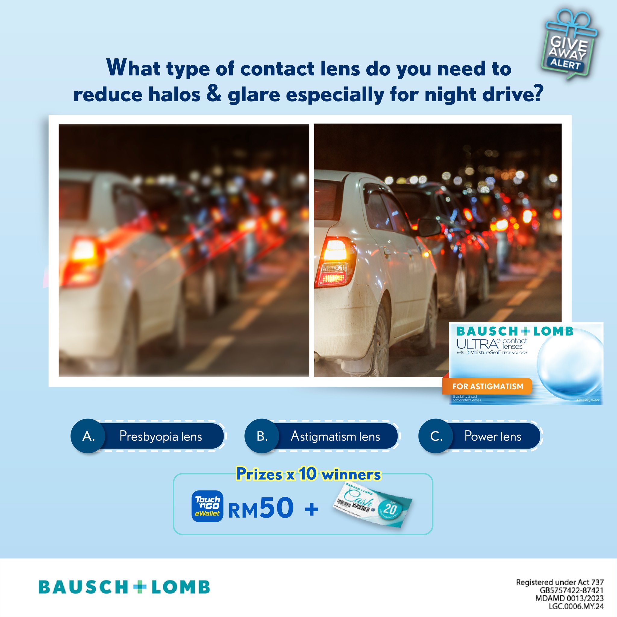 Win RM50 TnG e-wallet credit + RM20 Bausch+Lomb cash vouchers ...